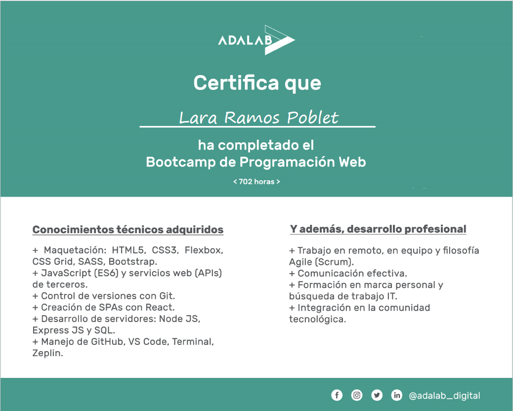 Lara Ramos Poblet - Web developer